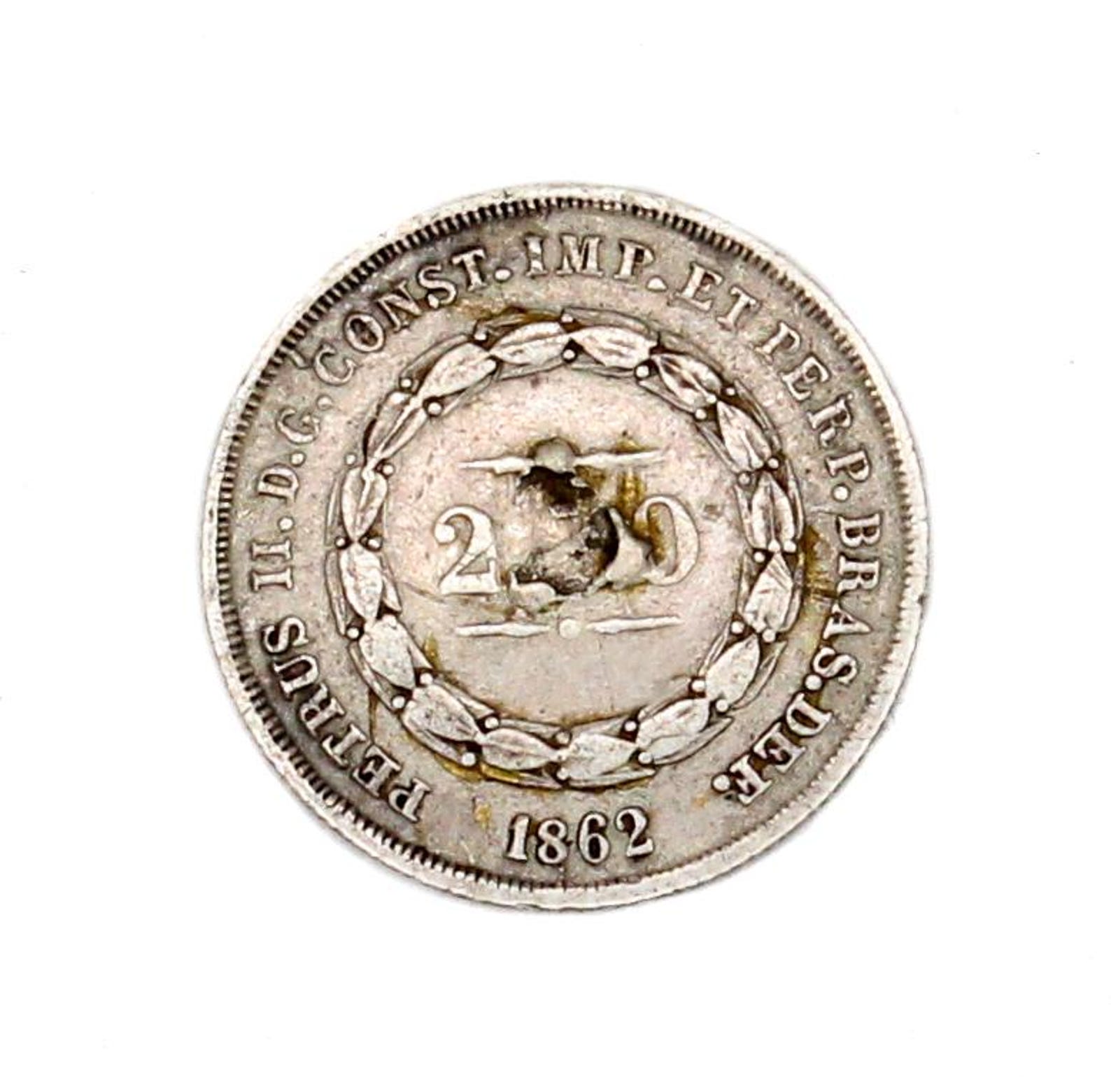 1862 Brazil 200 REIS Rare .917 Silver Pedro II Collectible Antique Coin ...