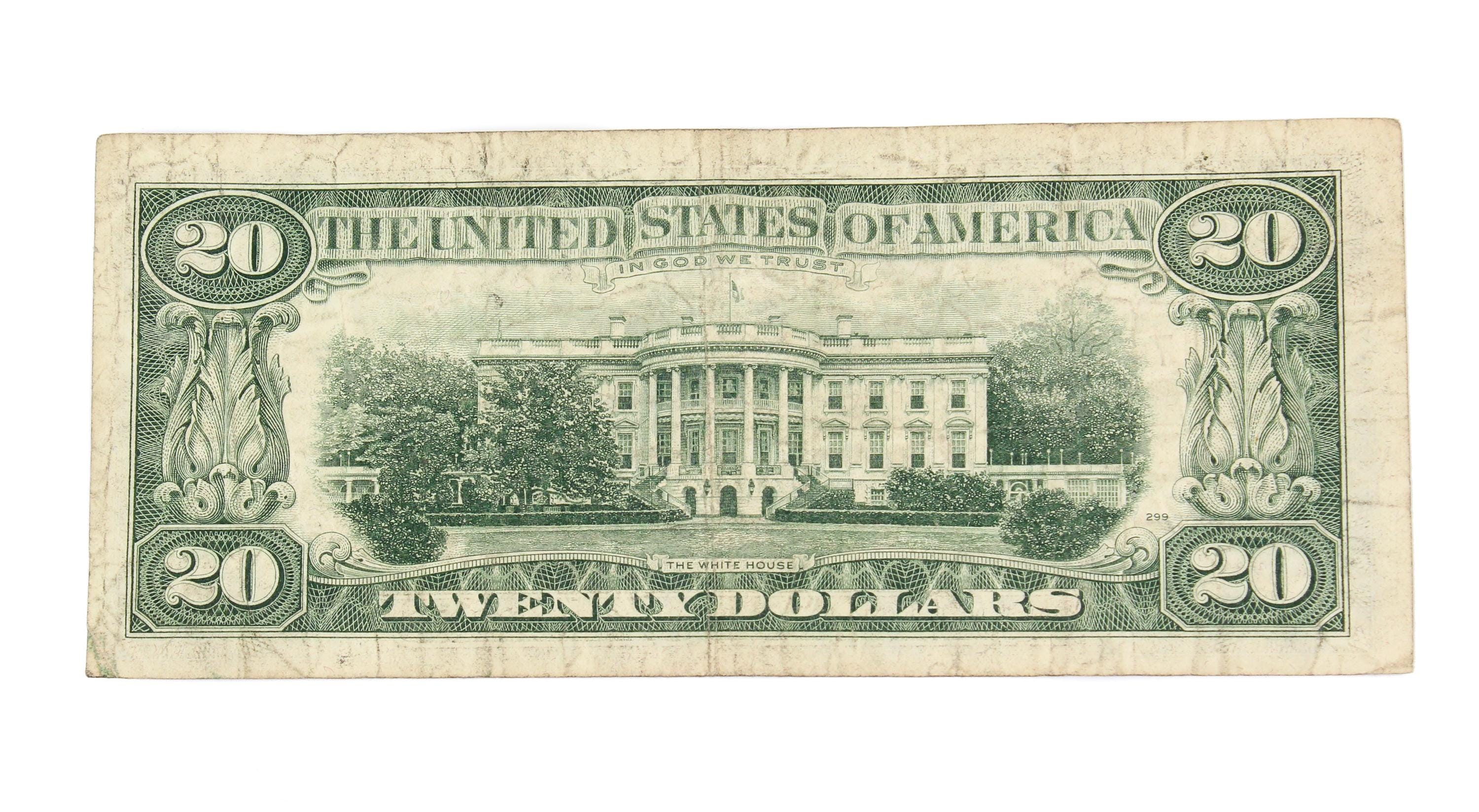 1977 20 Twenty Dollar Bill Federal Reserve Note Chicago Currency ...