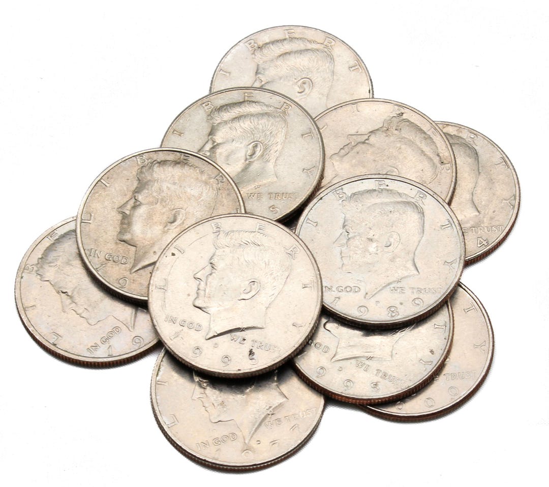 Lot of 12 Coins 1977-2000 Kennedy Half Dollars Mixed Circulated Vintage ...