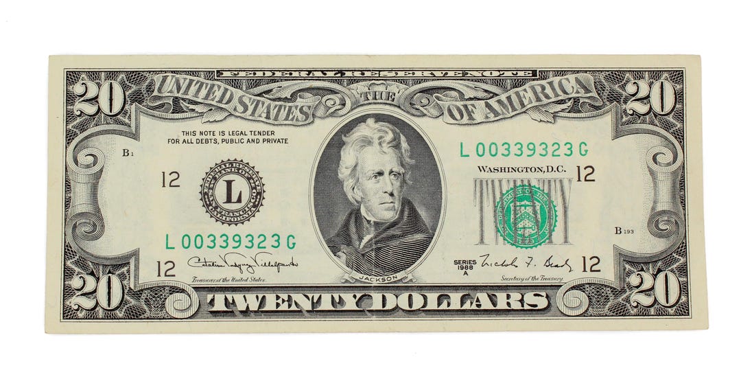 1988 A 20 Twenty Dollar Bill US Federal Reserve Note San Francisco L ...