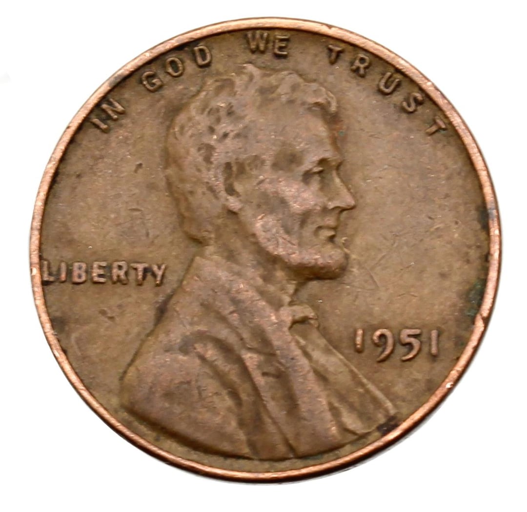 1951 Lincoln Wheat Penny • Philadelphia Issue (no Mint Mark) • Korean ...