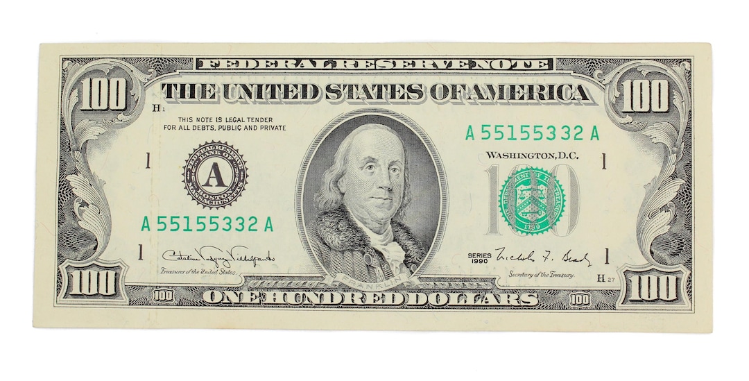 1990 100 One Hundred Dollar Bill Federal Reserve Note BOSTON Currency Crisp A 55155332 A - Etsy