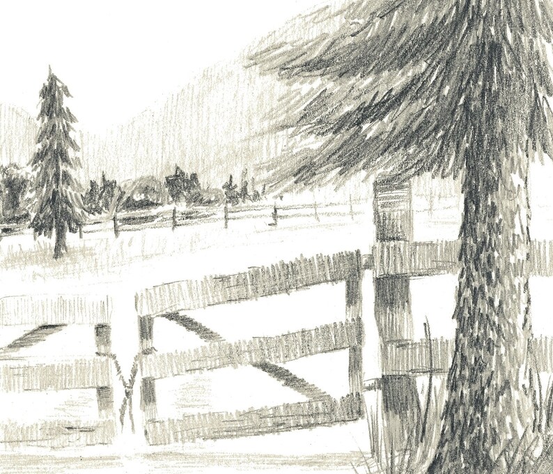 Old Ranch Barn Pencil Drawing Print | Etsy