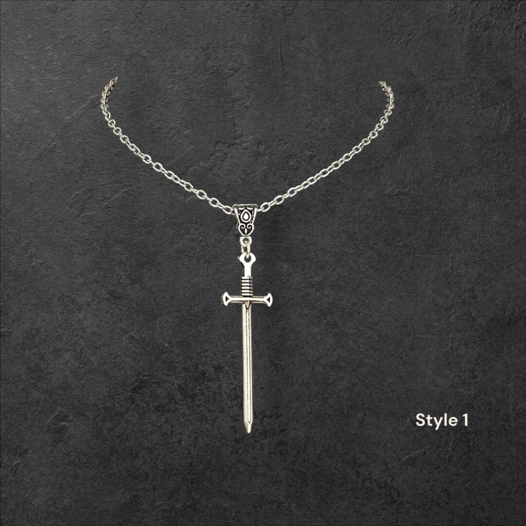 Gothic Sword Necklace Medieval Dagger Pendant Dark Witch Jewelry Pagan ...