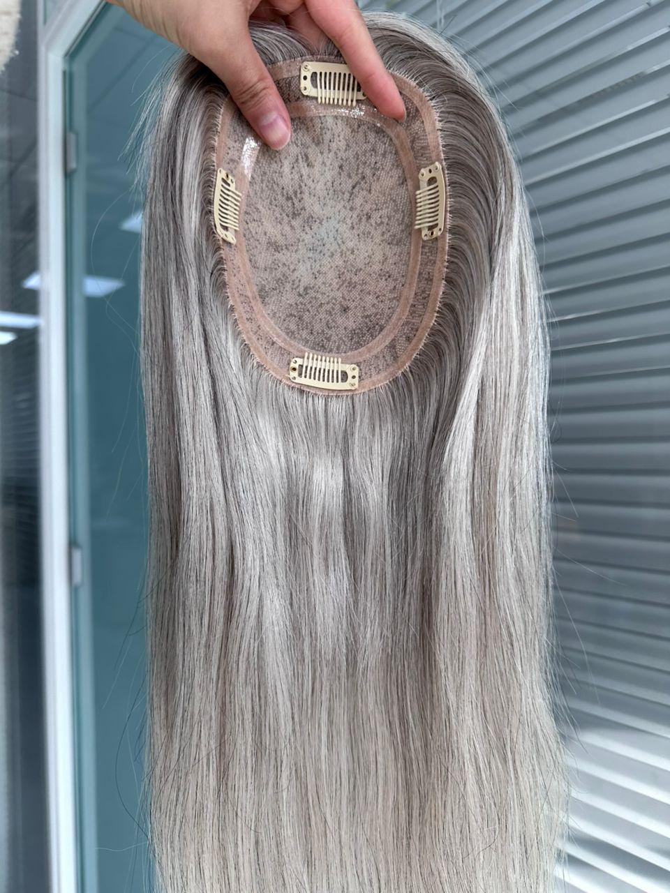 Luxury European Hair Topper, Silver Gray Mono Topper | 100% Human Hair ...