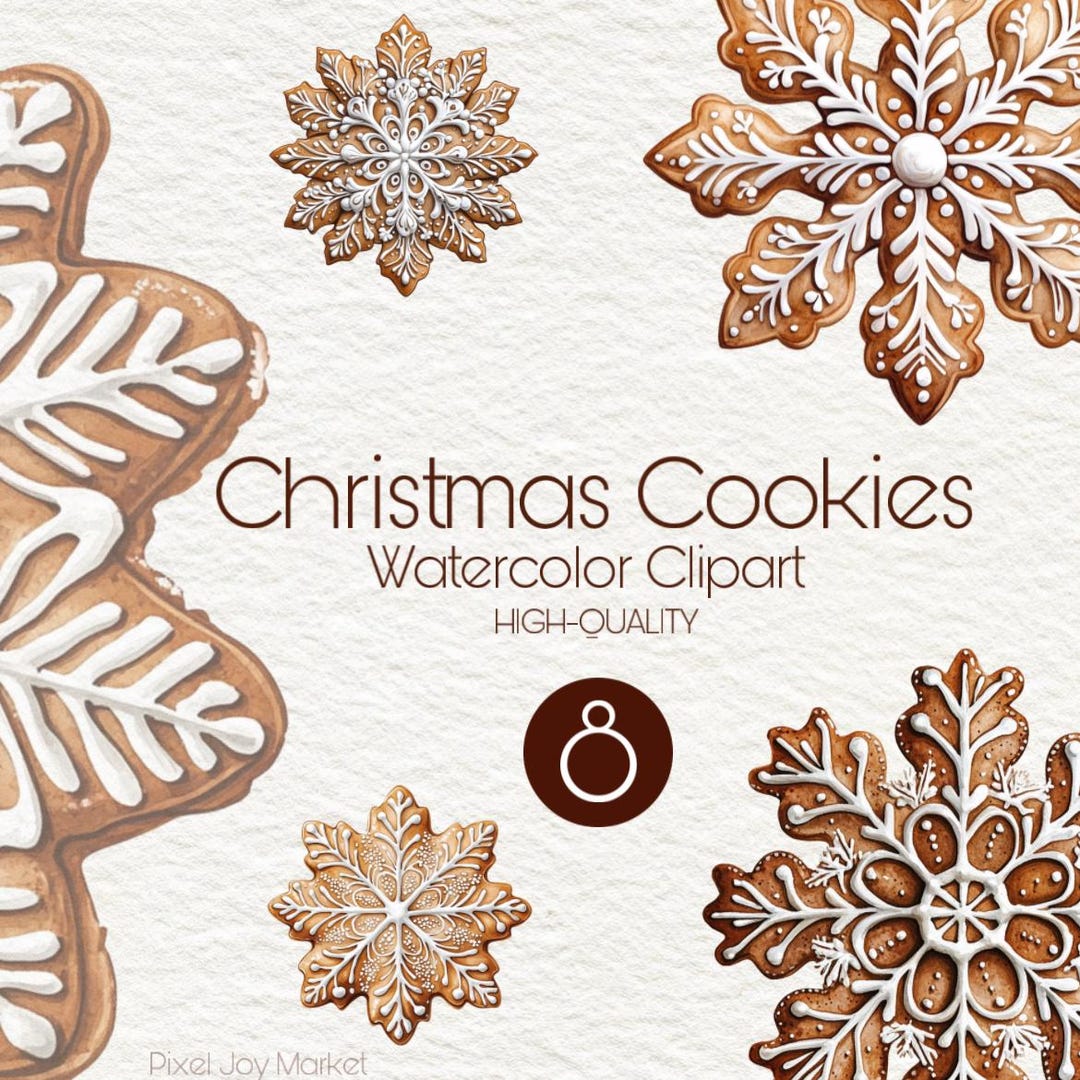Christmas Cookies Watercolor Clipart Set 8 High-resolution Pngs - Etsy