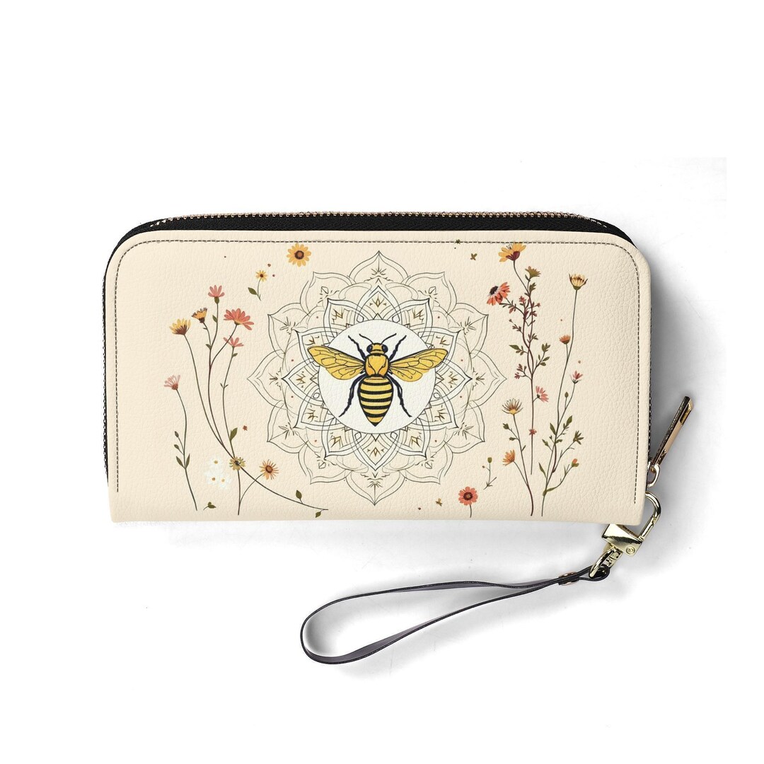 Mandala Bee Wallet Vegan Leather Cute Wallet Unique Gift Wallets Zip ...