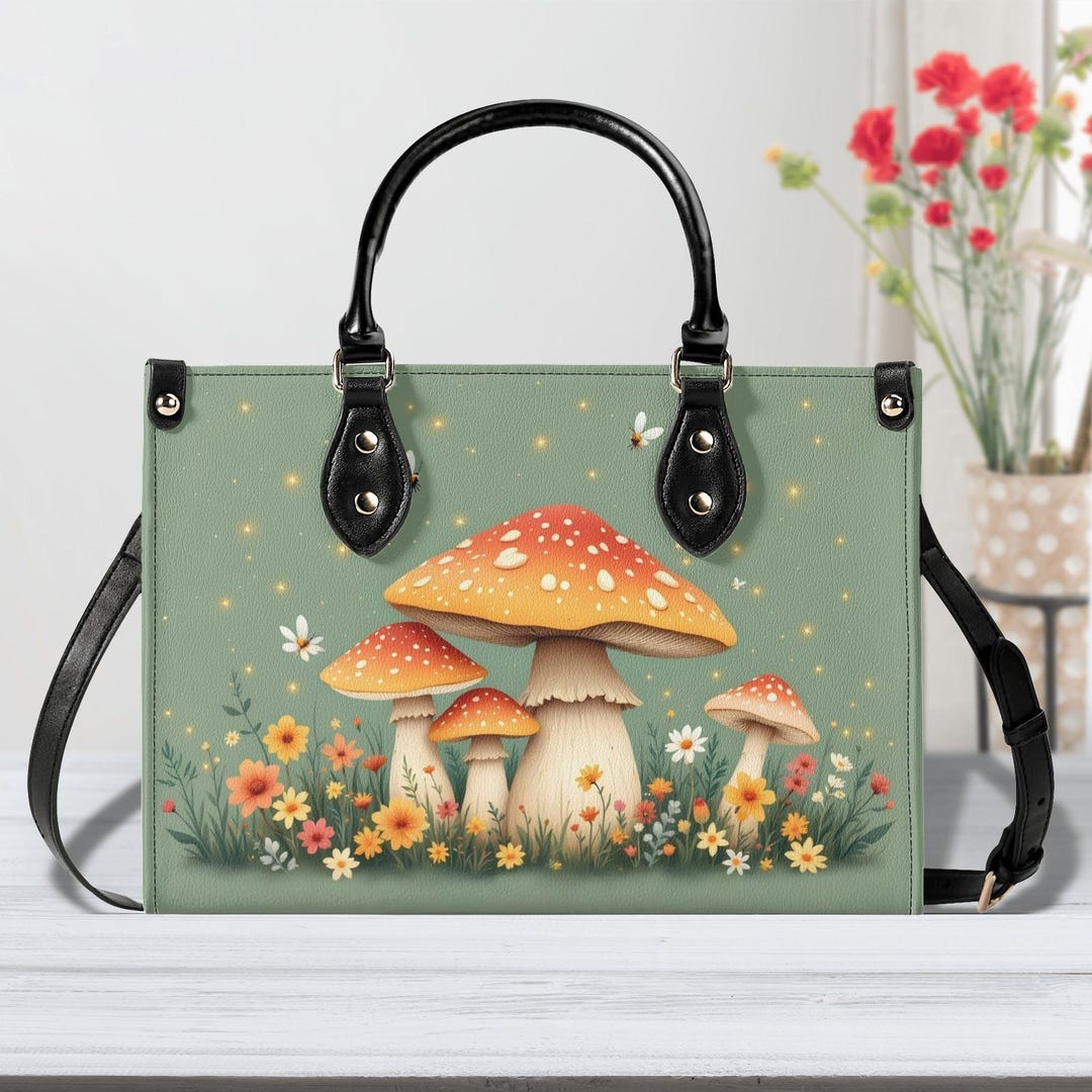 Cottagecore Mushroom Vegan Leather Bag – Nature-inspired Handbag - Etsy