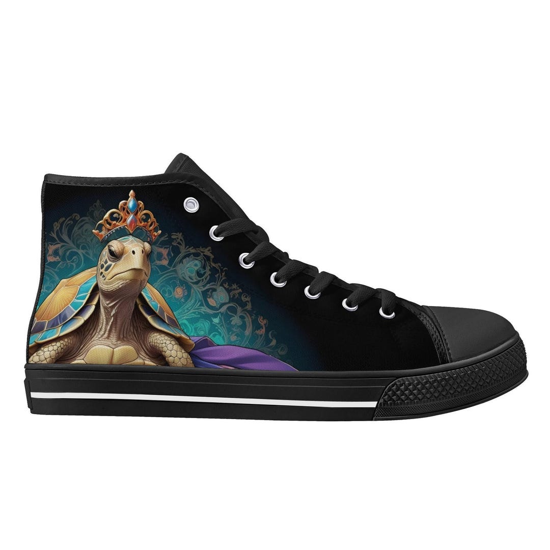 Royal Turtle Shoes - High Top Canvas Shoes - Unisex Shoes - Cute ...