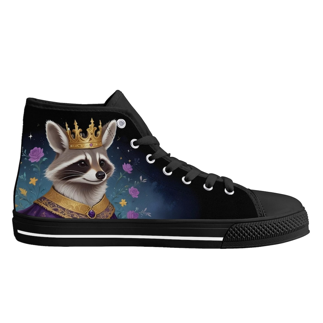 Royal Raccoon Shoes - High Top Canvas Shoes - Unisex Shoes - Cute ...
