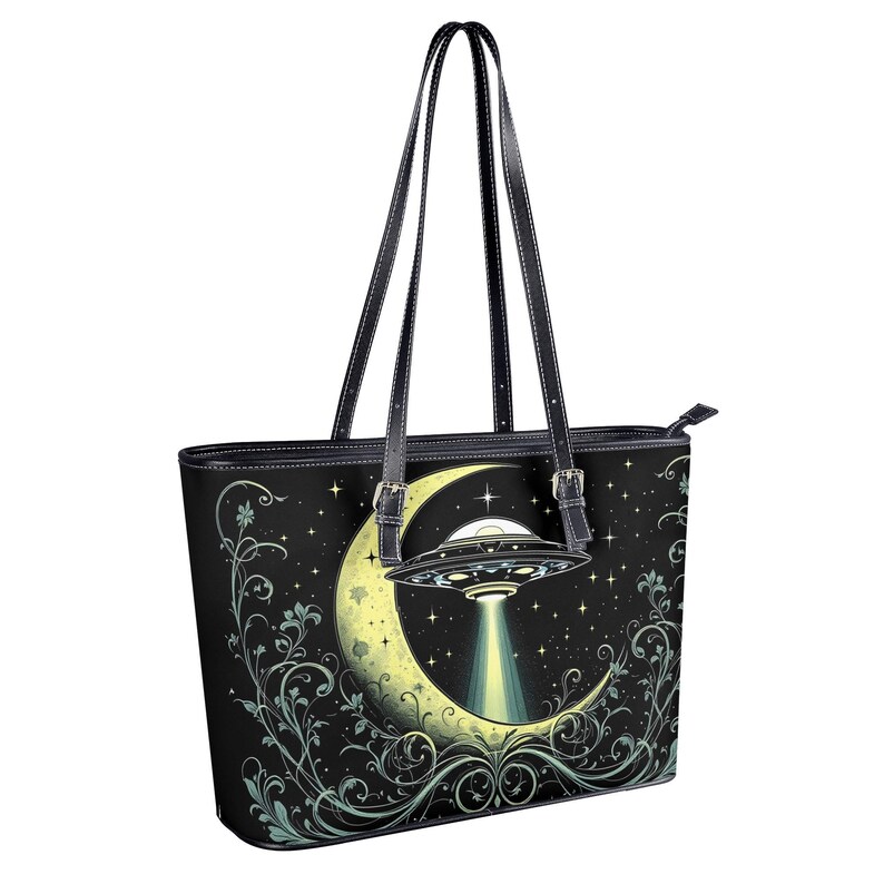 Alien Obsessed Bag for Sci-fi Lovers Tote Bag Vegan Faux Leather ...