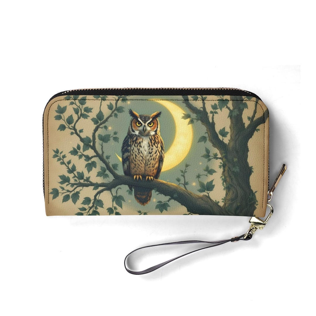 Moonlit Owl Wallet Vegan Leather Cute Wallet Unique Gift Wallets Zip ...