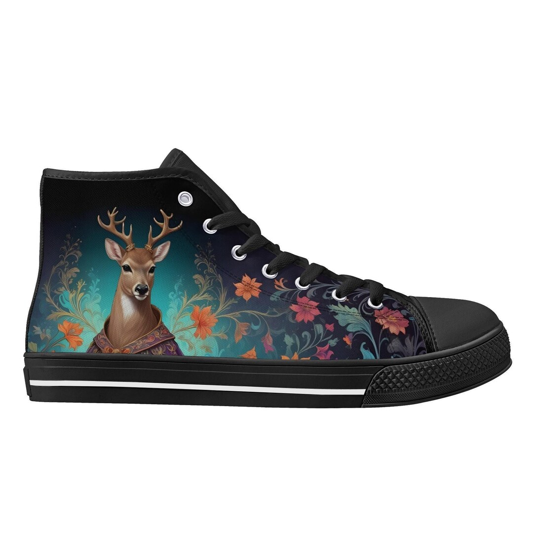 Magical Deer Shoes - High Top Canvas Shoes - Unisex Shoes - Cute ...