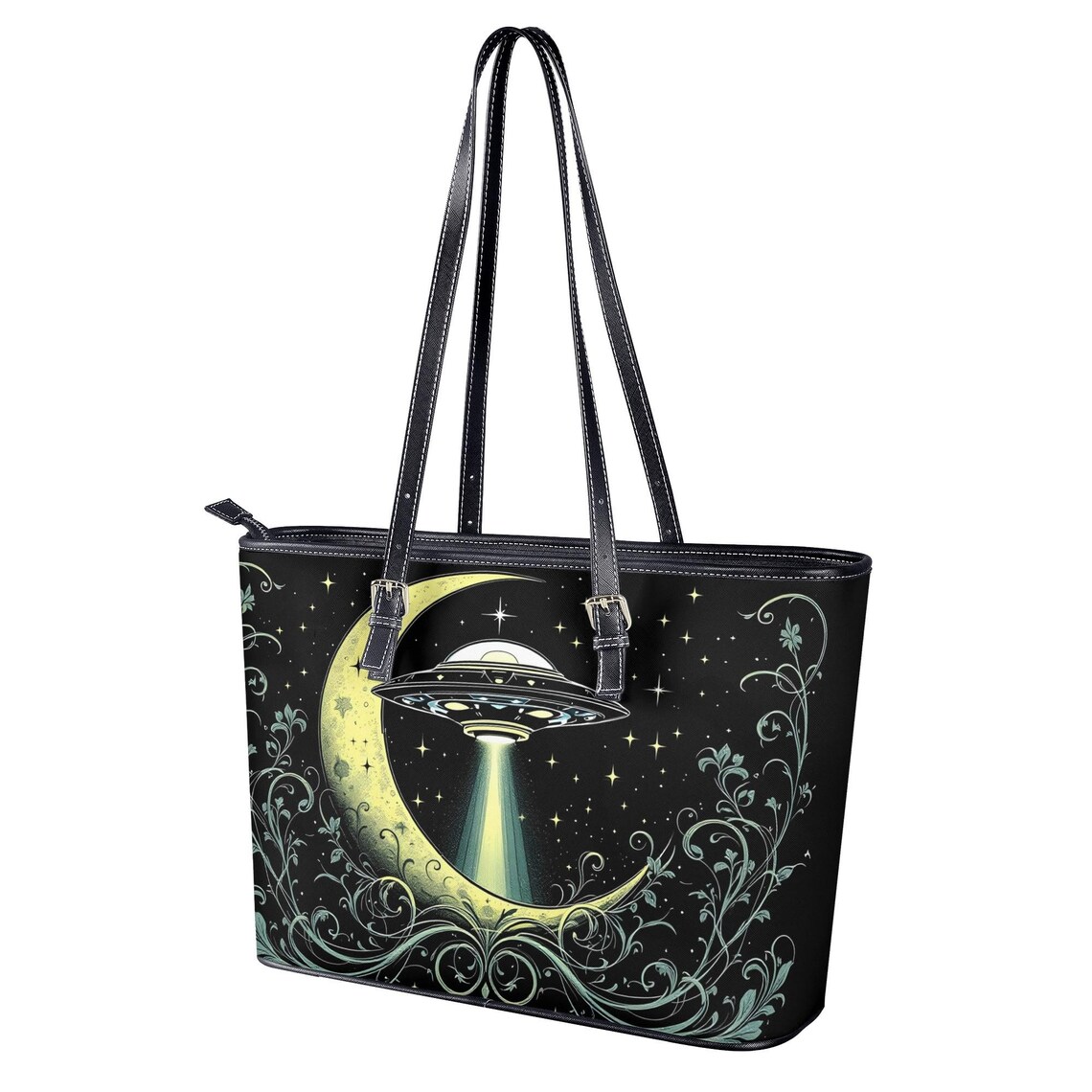 Alien Obsessed Bag for Sci-fi Lovers Tote Bag Vegan Faux Leather ...