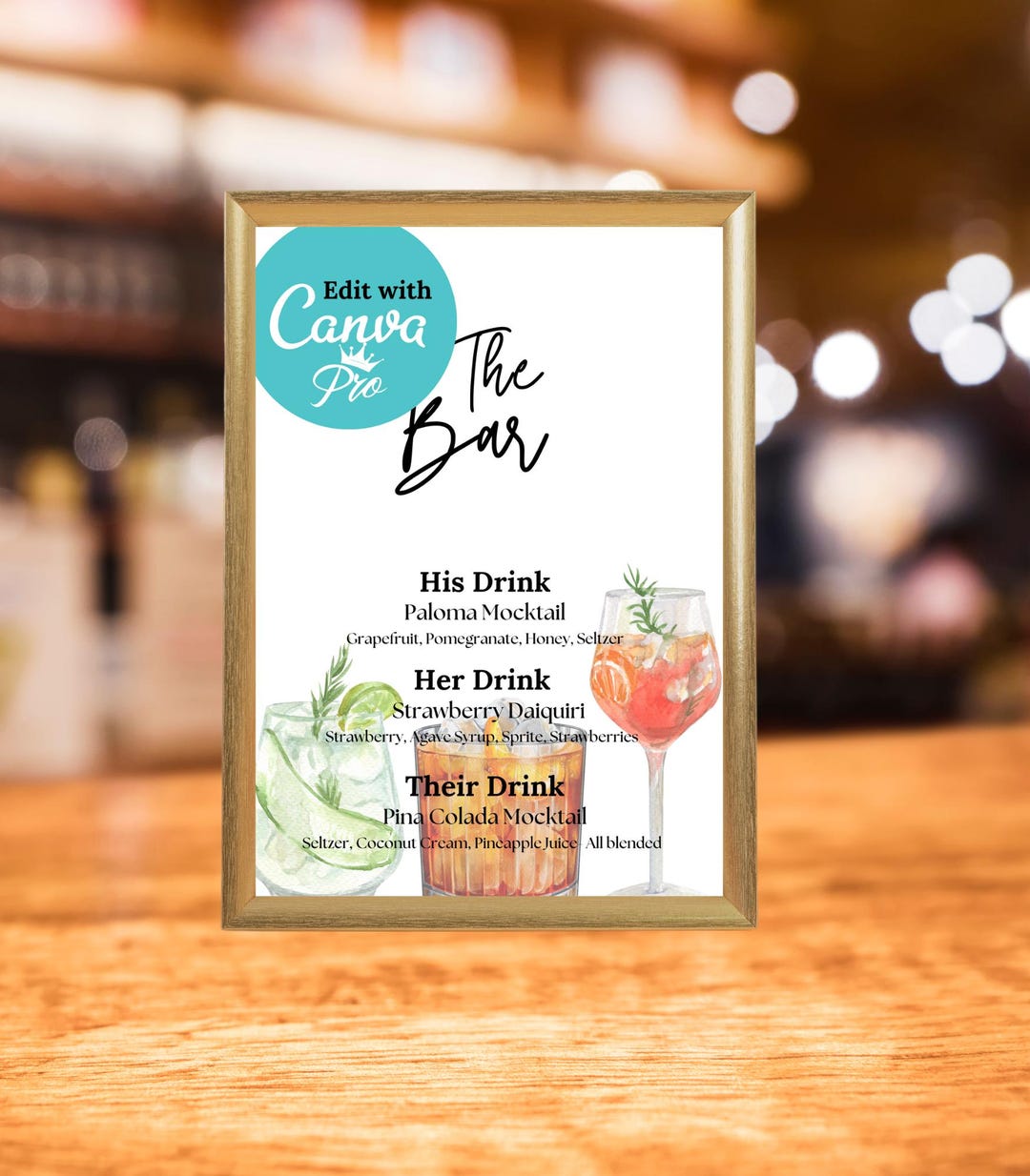 Bar Menu Template || Party Bar Menu || Wedding Bar Menu Template CANVA ...