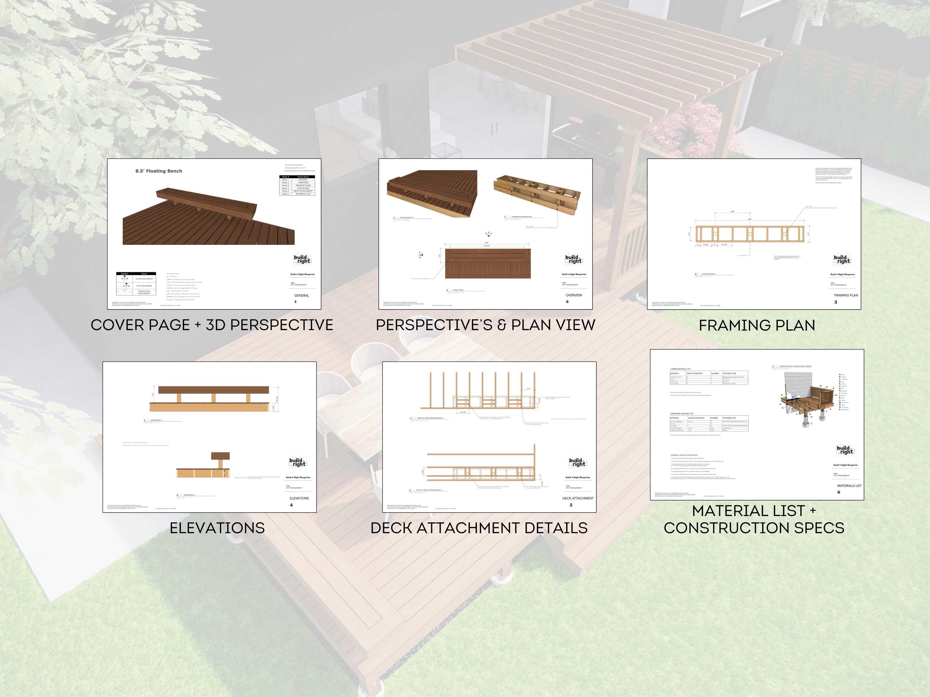 8.5' Floating Bench Plans | DIY Blueprints for Deck Bench ...