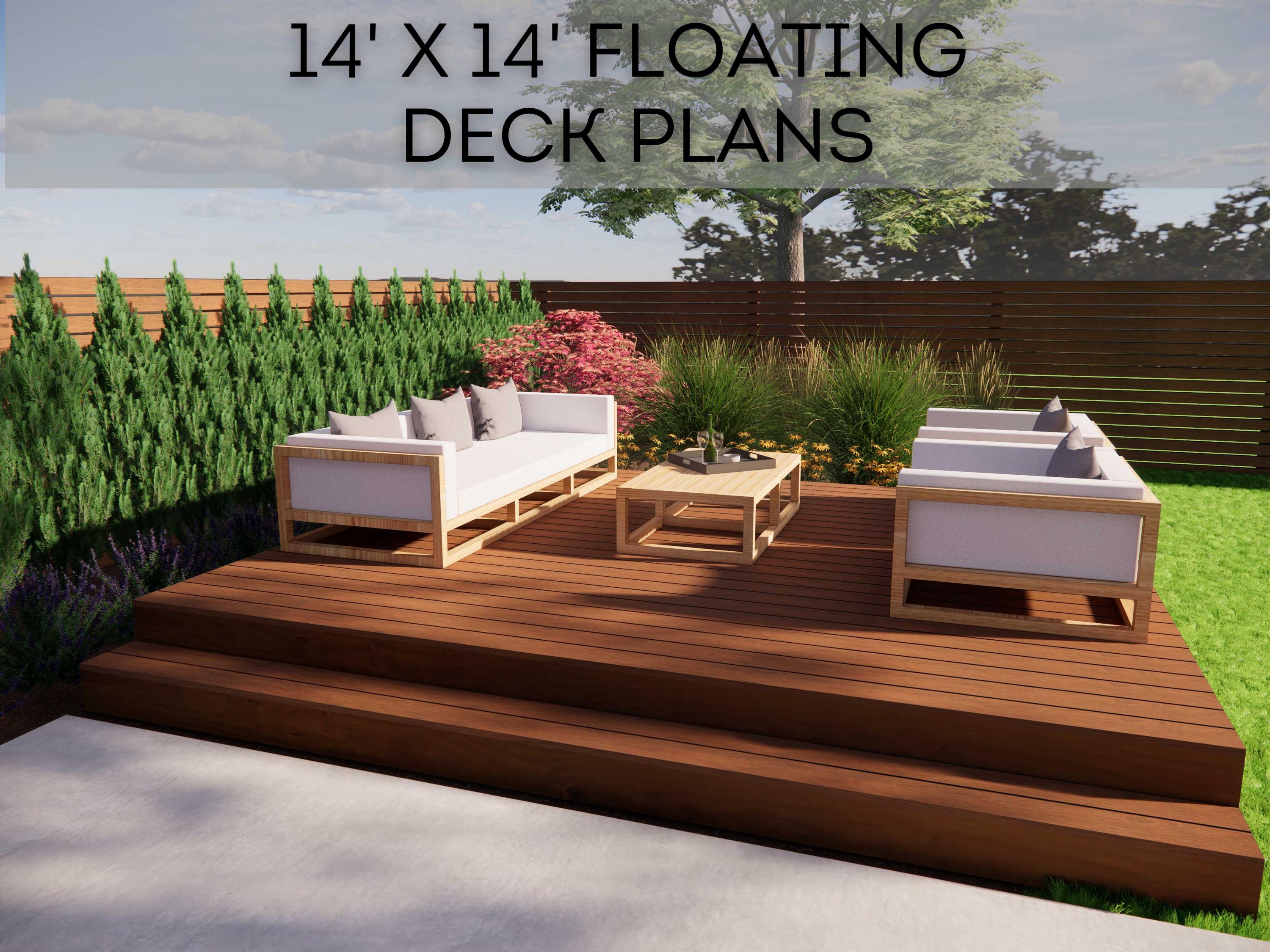 14'x14' Floating Deck Plans | DIY Blueprints - Construction Drawings ...