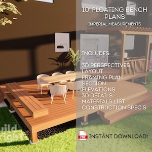 10' Floating Bench Plans | DIY Blueprints for Deck Bench - Construction ...