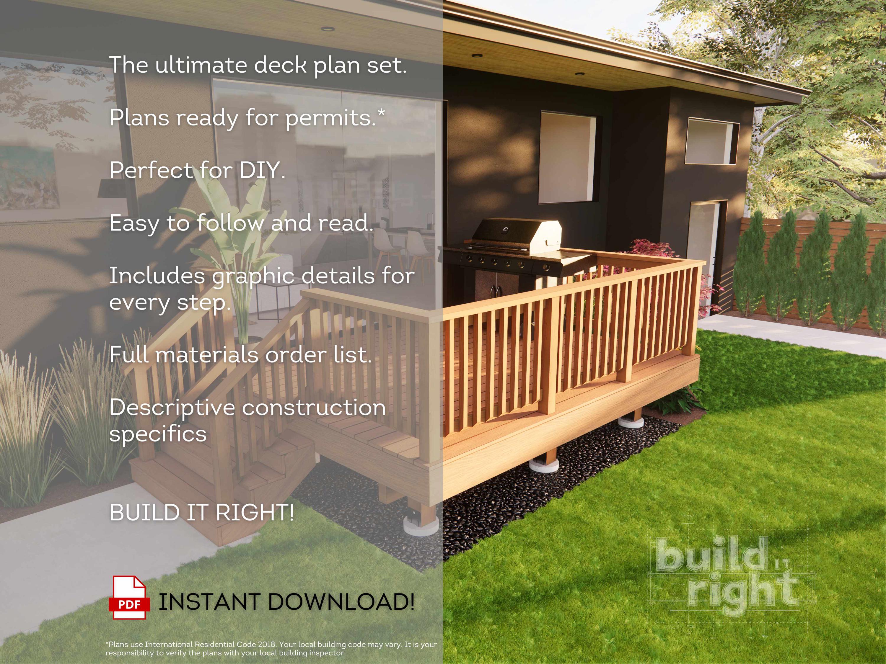 8'x12' Deck Plan Set | DIY Blueprints - Construction Drawings With ...