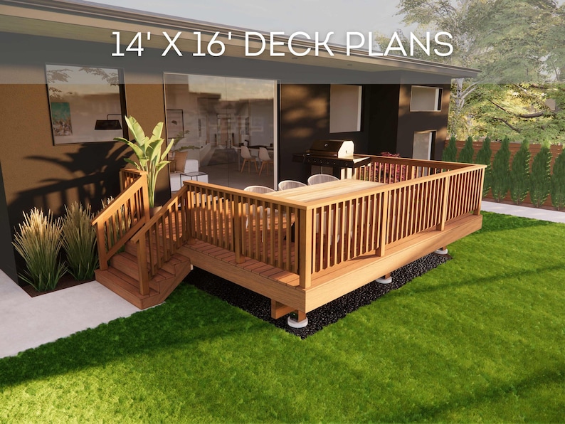 14'x16' Deck Plan Set | DIY Blueprints - Construction Drawings With ...