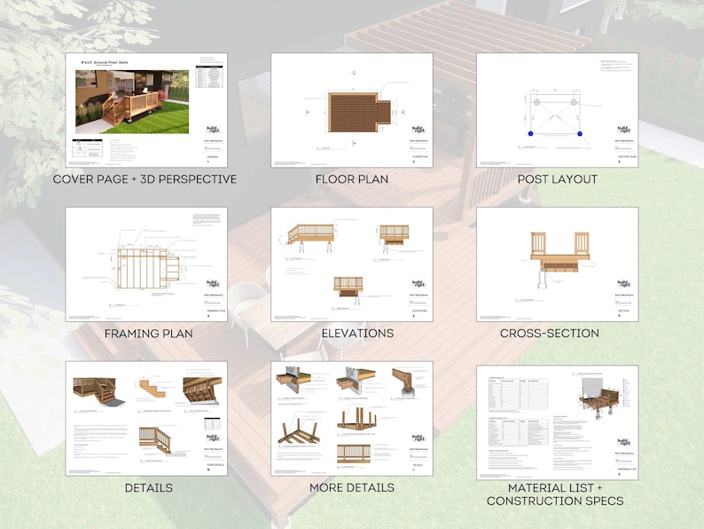 8'x10' Deck Plan Set | DIY Blueprints - Construction Drawings With Material & Cut Lists, PDF ...