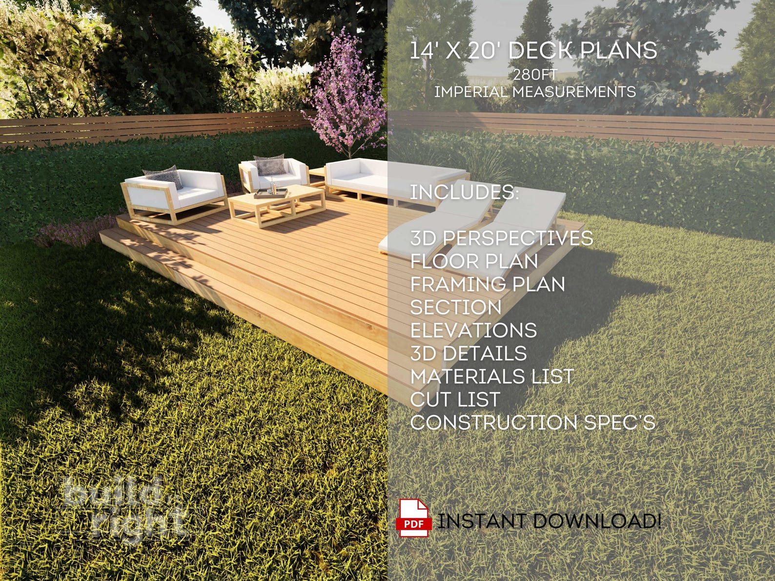 14'x20' Floating Deck Plans | DIY Blueprints - Construction Drawings ...