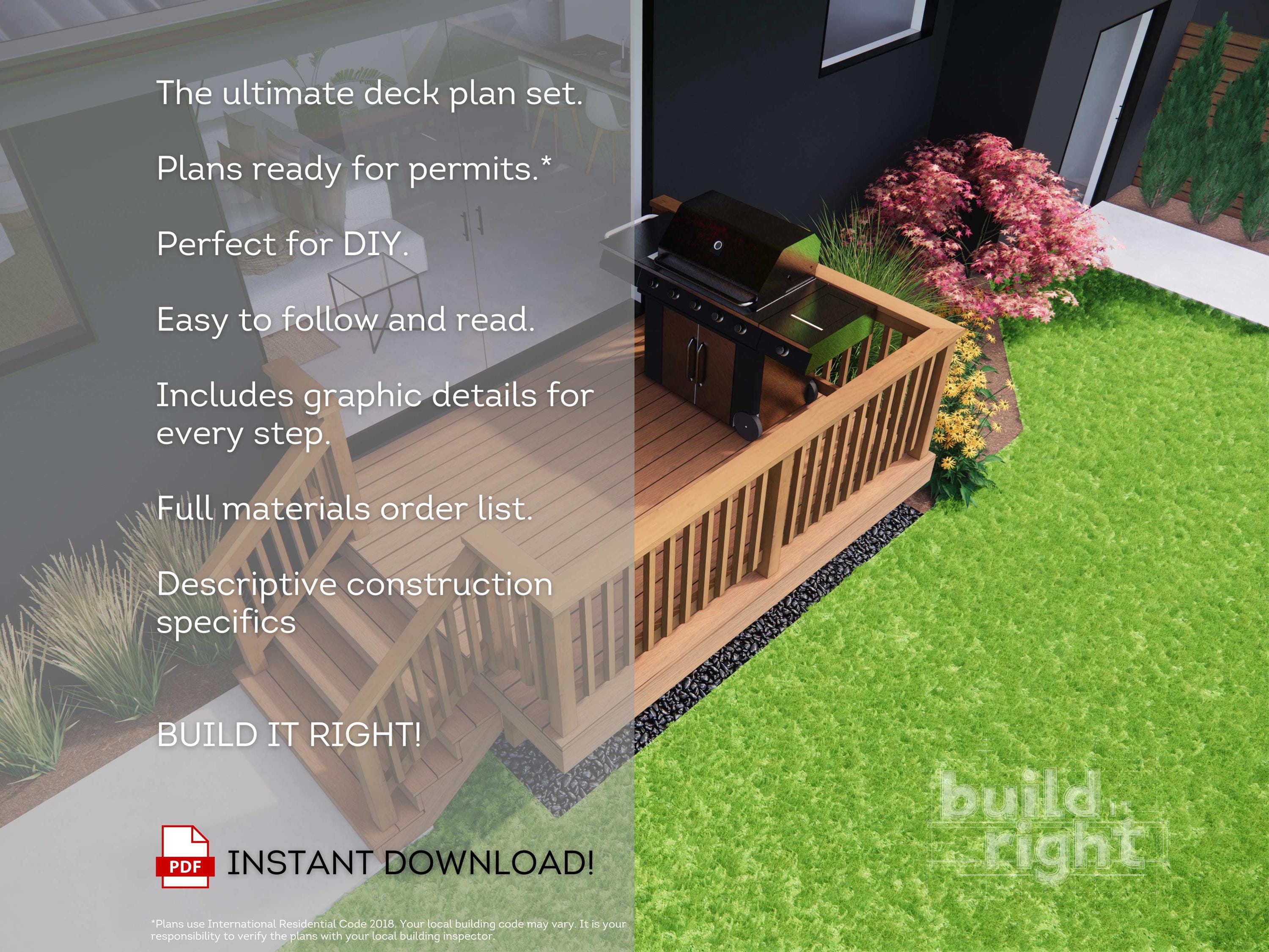 8'x10' Deck Plan Set | DIY Blueprints - Construction Drawings With ...