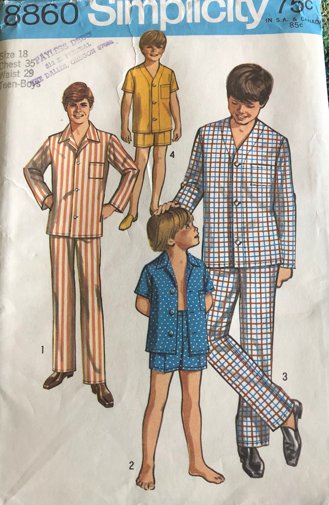 Simplicity 8860, Vintage Pattern, Sewing Pattern, Boys Pajama’s, Summer ...