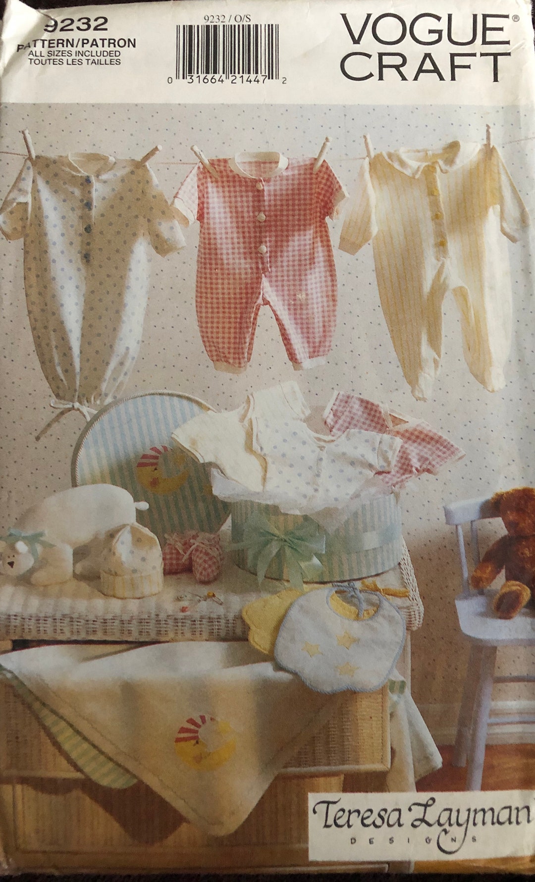 Vogue Sewing Pattern 9232, Nightgown, Pajamas, Bibs, Blankets, Hat ...