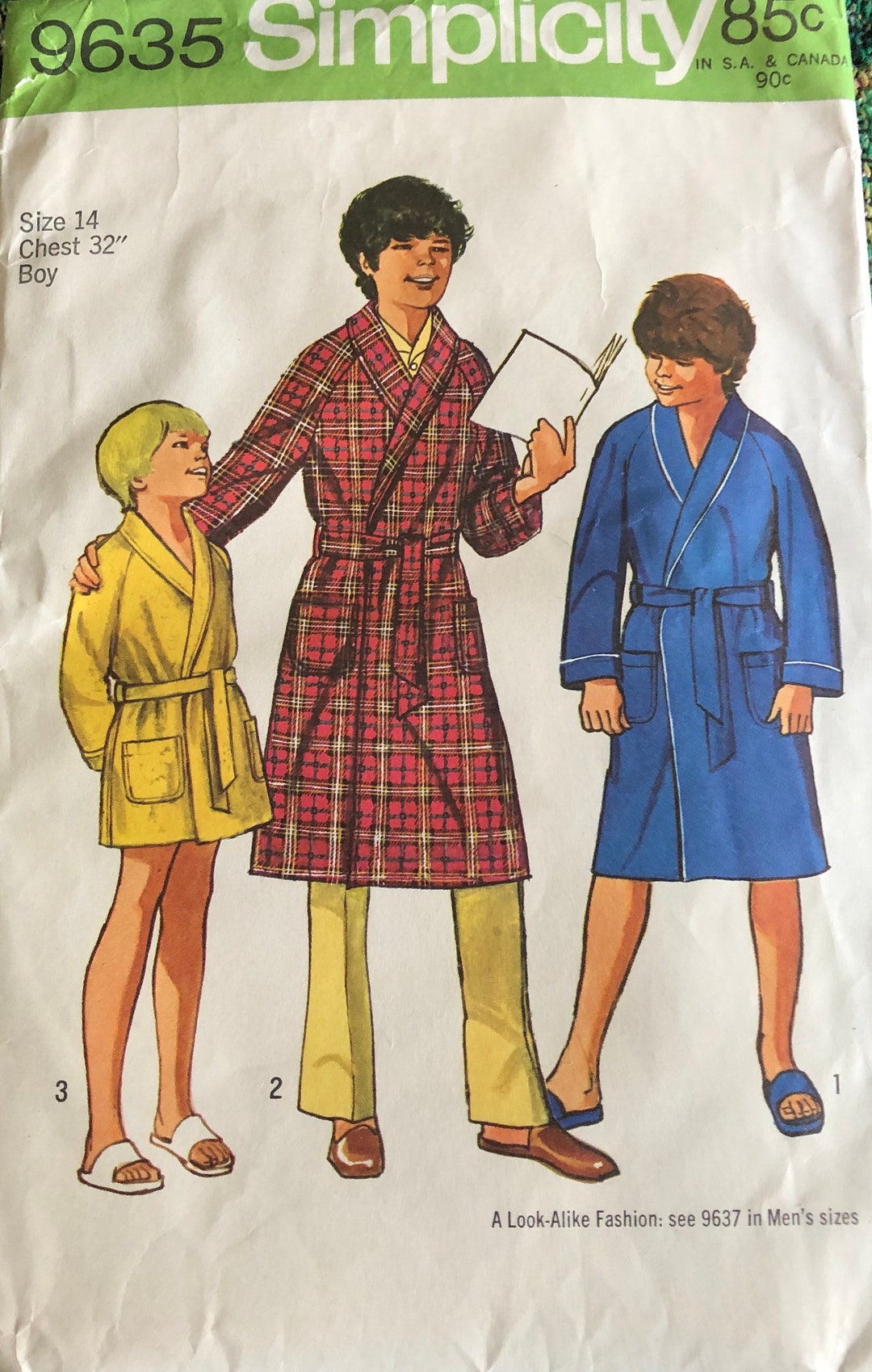 Simplicity 9635, Sewing Pattern, Vintage, Boys 2 Length Robes, UNCUT ...