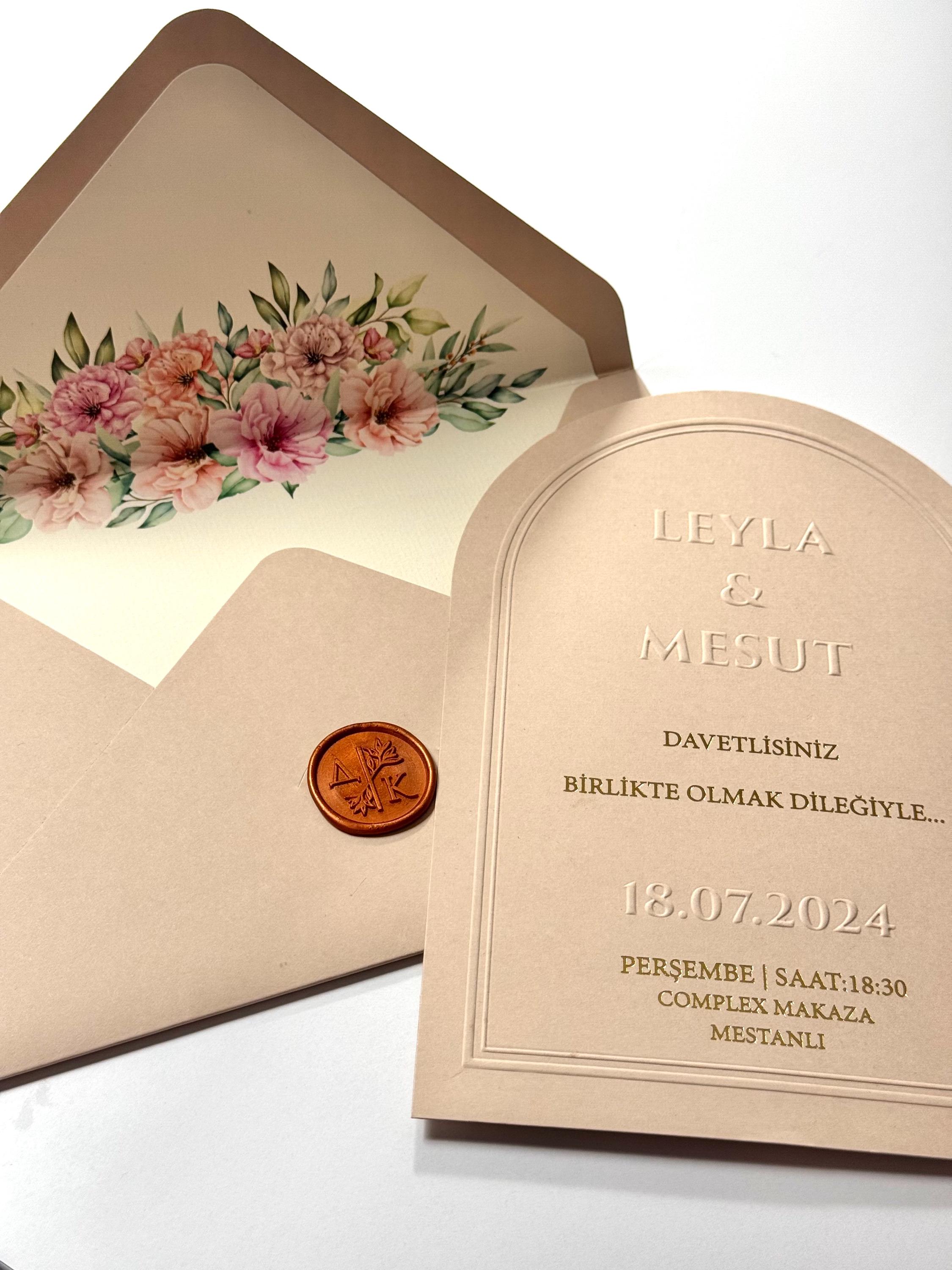 Embossed Wedding Invitation | Sealed İnvitation | Textured Cardstock ...
