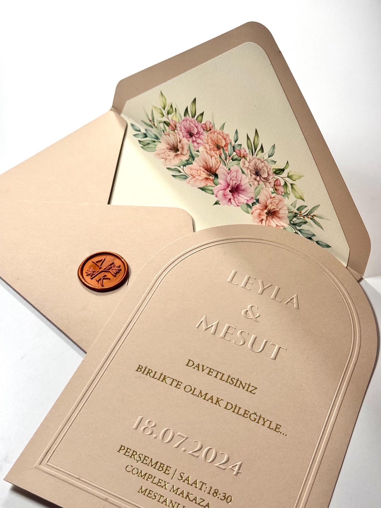 Embossed Wedding Invitation | Sealed İnvitation | Textured Cardstock ...