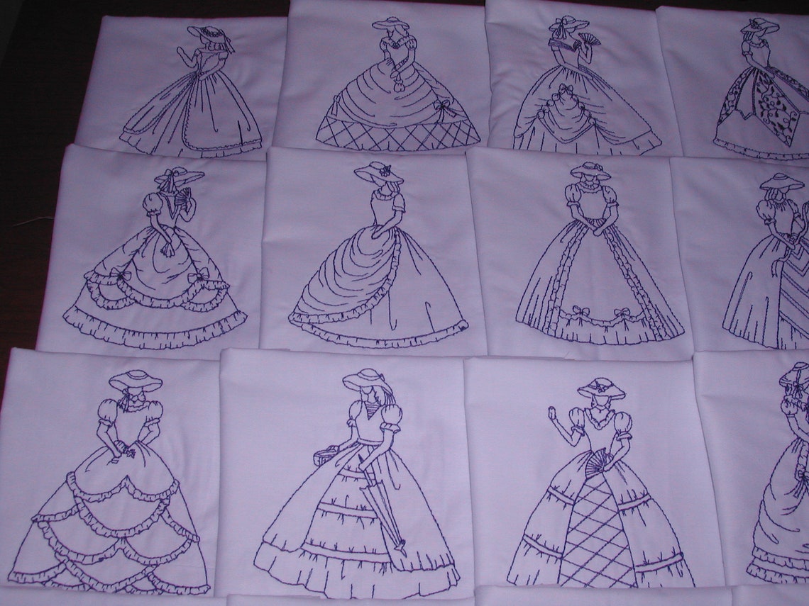 Machine Embroidered Southern Belle Quilt Blocks - Etsy