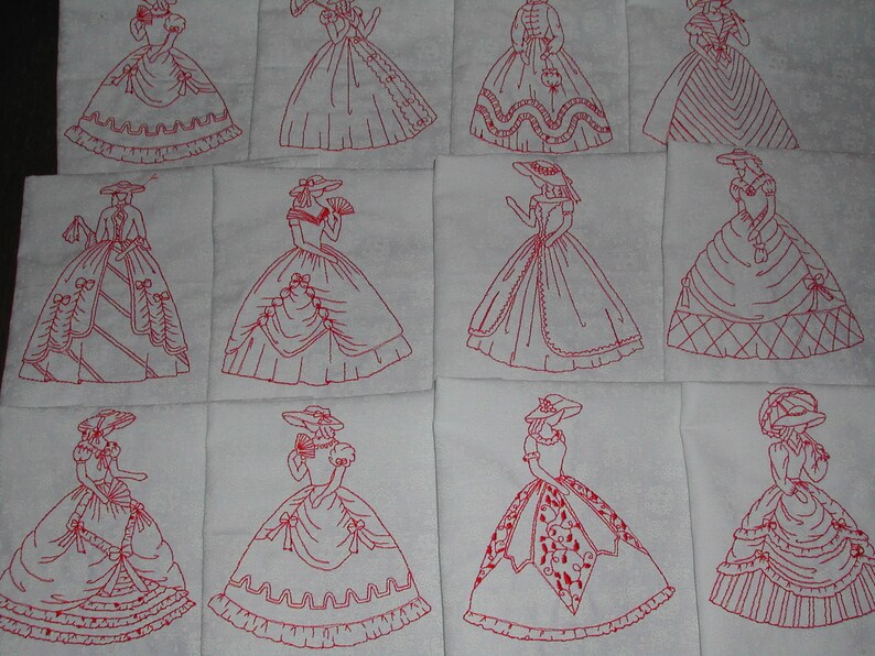 Machine Embroidered Southern Belle Quilt Blocks - Etsy