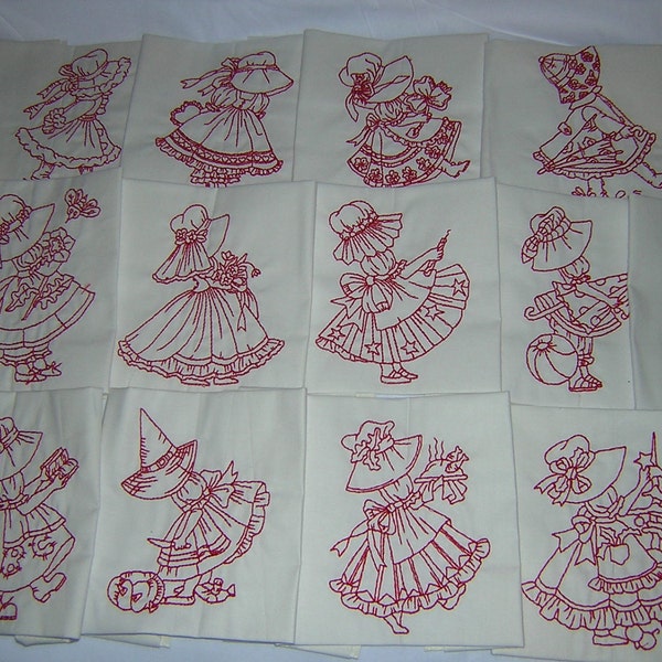 Redwork Quilt - Etsy