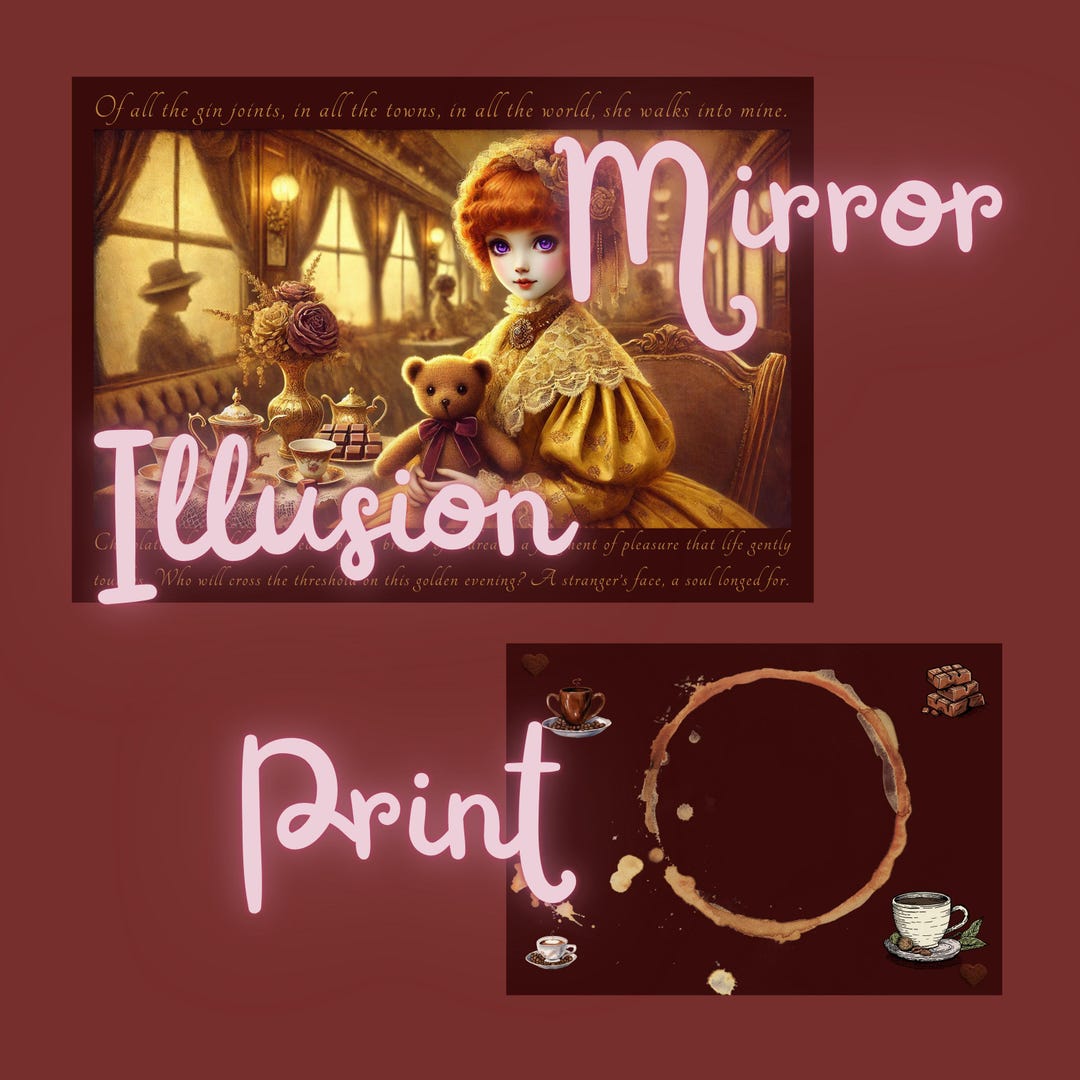 Victorian Dolls Coffee Illustration & Dreamy Digital Invitation Card ...