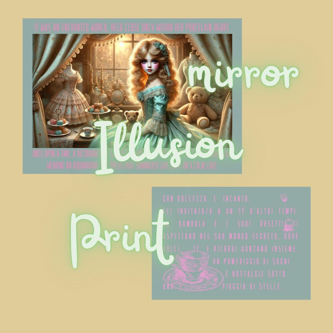 Victorian Dolls Tea Party Illustration & Dreamy Digital Invitation Card ...