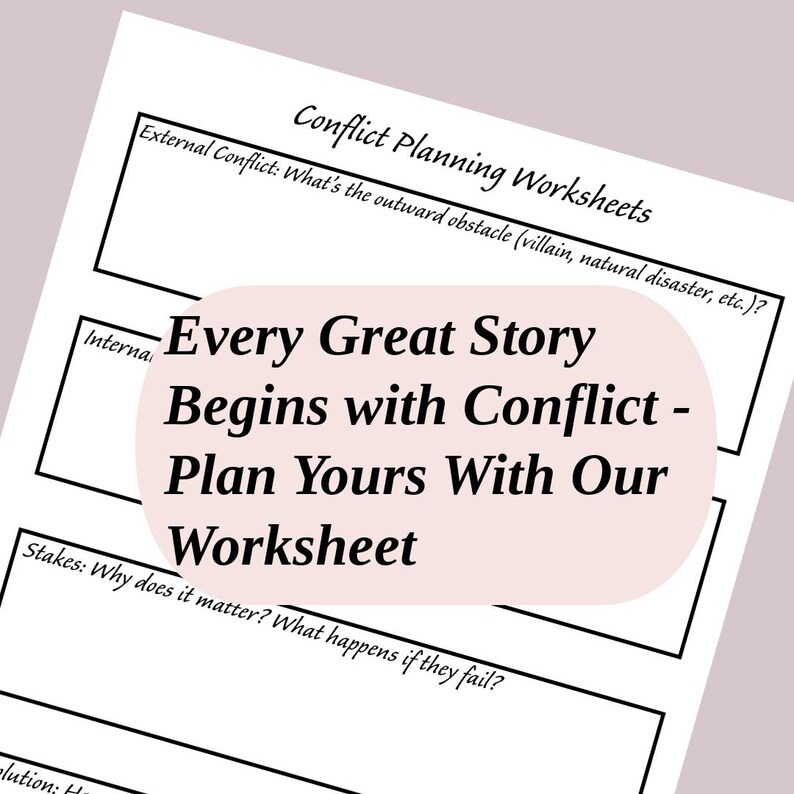 Novel Conflict Planning Worksheet for Novelists and Aspiring Writers ...