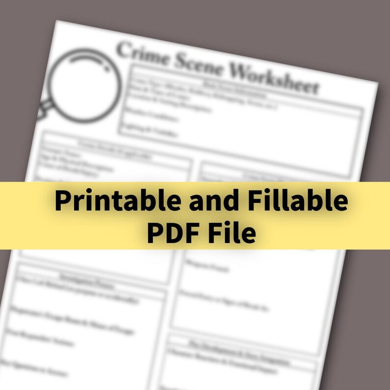 Detective Novel Worksheet Crime Scene Template for Mystery, Thriller ...