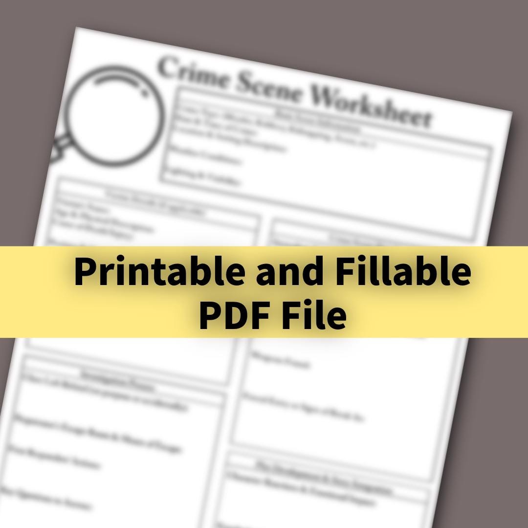 Detective Novel Worksheet Crime Scene Template for Mystery, Thriller ...