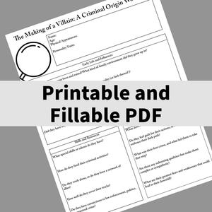 The Villain Origin Story Worksheet: A Guide for Crime and Mystery ...