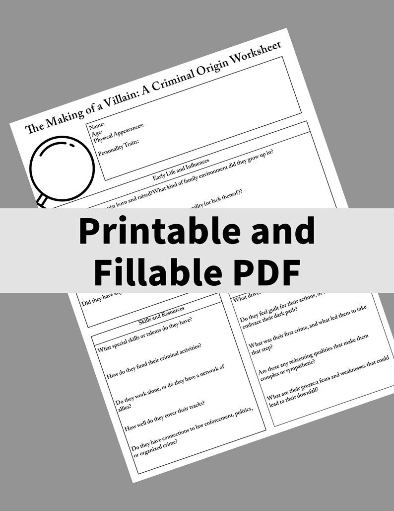 The Villain Origin Story Worksheet: A Guide for Crime and Mystery ...