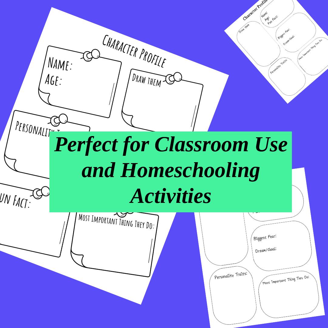 Printable Character Profile Templates for Classroom (grade 2 Through 6 ...