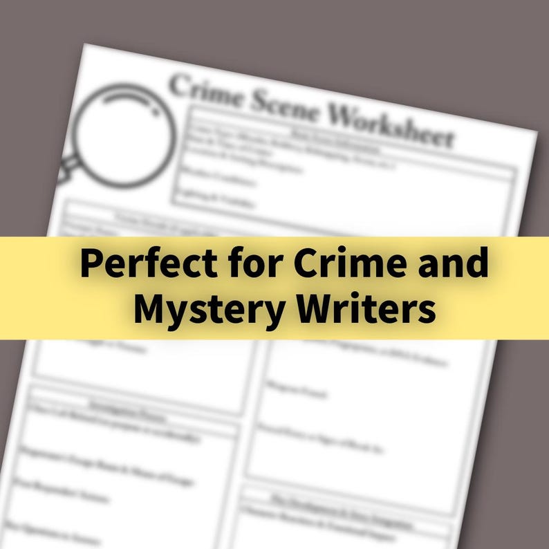 Detective Novel Worksheet Crime Scene Template for Mystery, Thriller ...