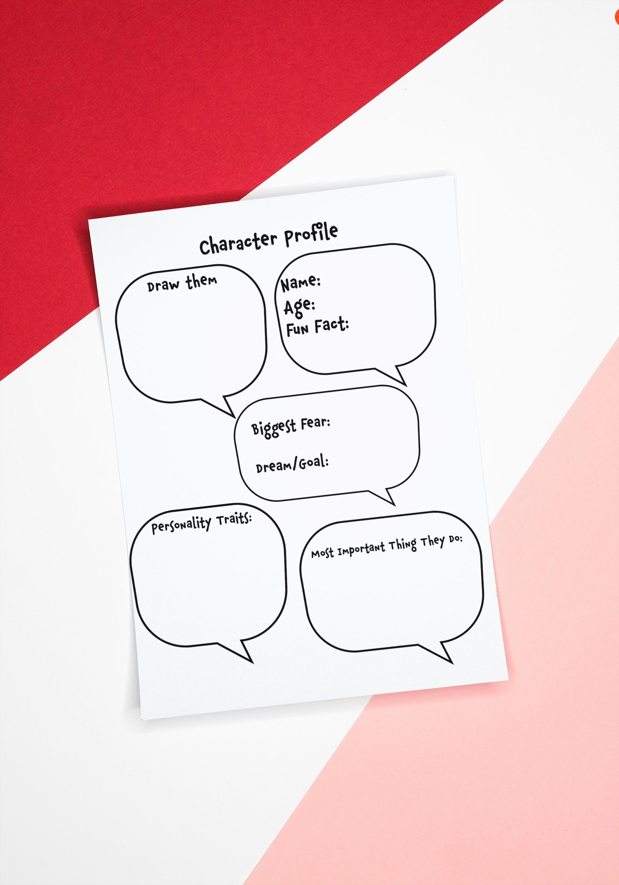Printable Character Profile Templates for Classroom (grade 2 Through 6 ...