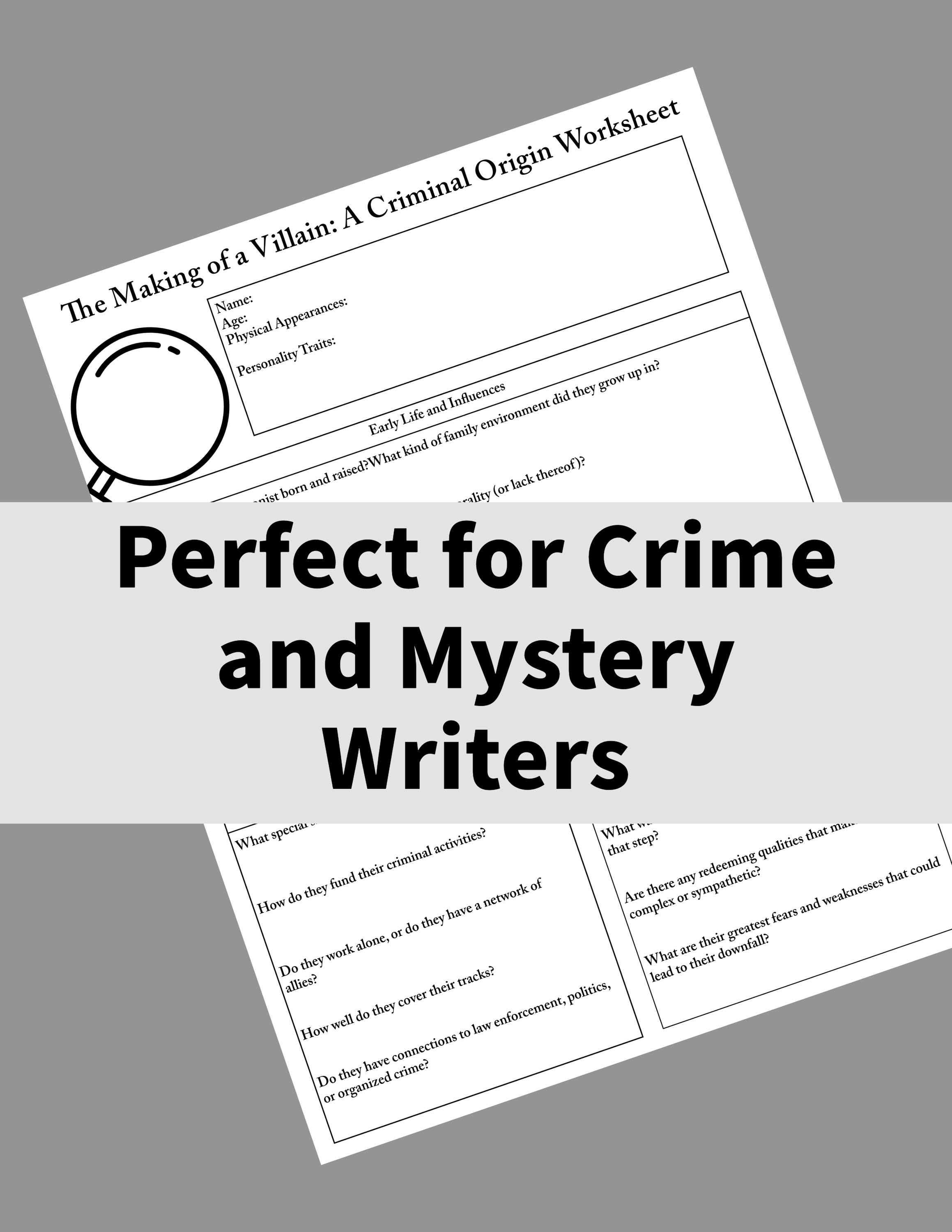 The Villain Origin Story Worksheet: A Guide for Crime and Mystery ...