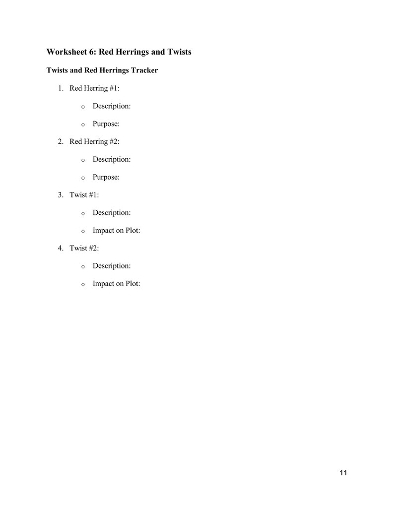 Mystery Novel Guide Structuring Detective Fiction Planning Worksheets ...