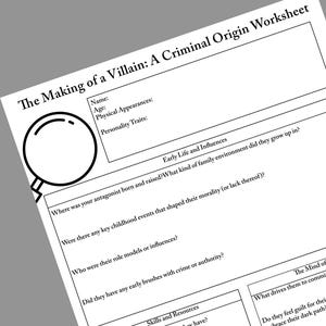 The Villain Origin Story Worksheet: A Guide for Crime and Mystery ...