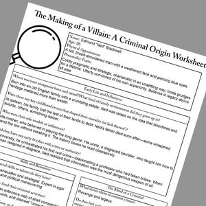 The Villain Origin Story Worksheet: A Guide for Crime and Mystery ...