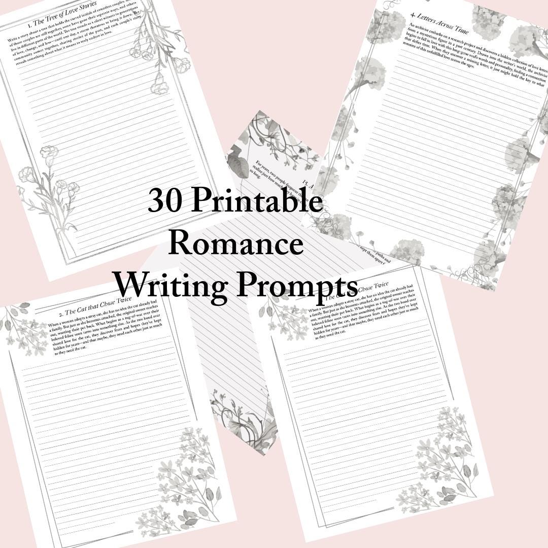 Romance Writing Prompts Floral Printable PDF for Writing Inspiring Love ...